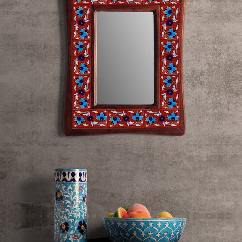 Decorative Blue Tile Wall Hanging Mirror - Etsy