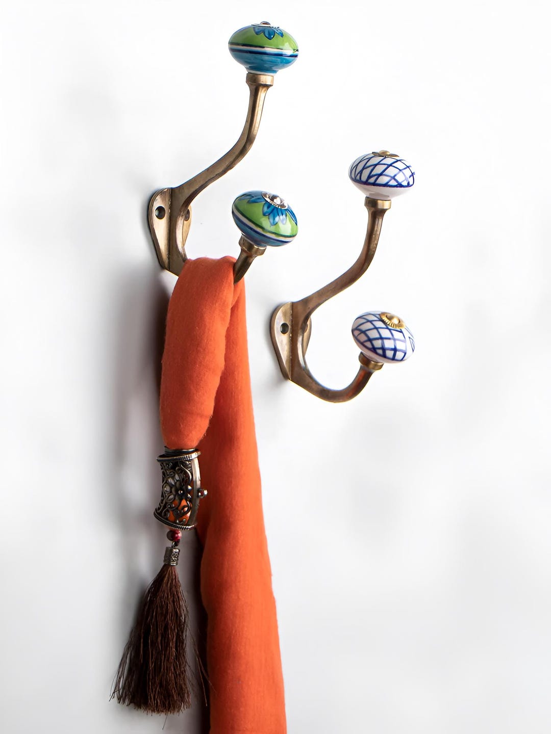 Handmade Ceramic Wall Hanger Vintage Coat Rack Metal Wall Hooks ...