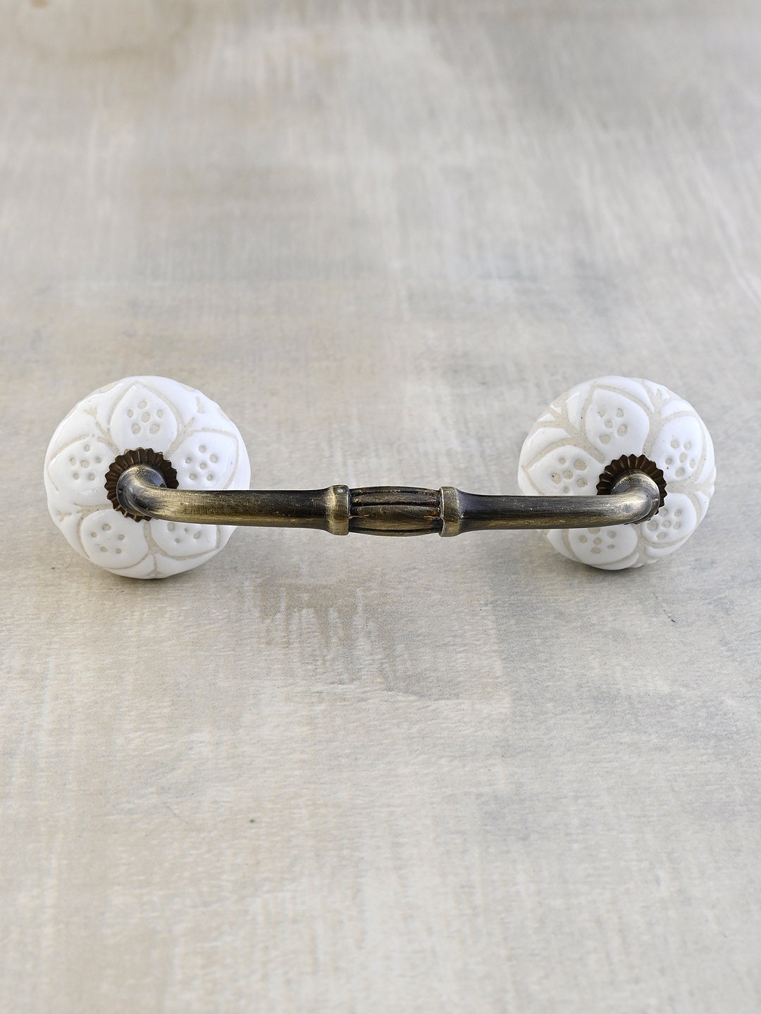 Embossed White Ceramic Cabinet Pull: Modern Home Decor - Etsy