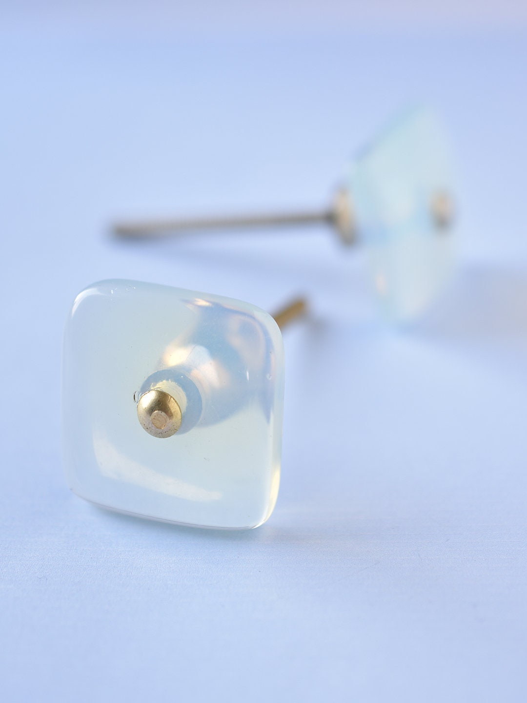 Square Natural Gemstone White and Blue Shade Cabinet Furniture Knobs ...