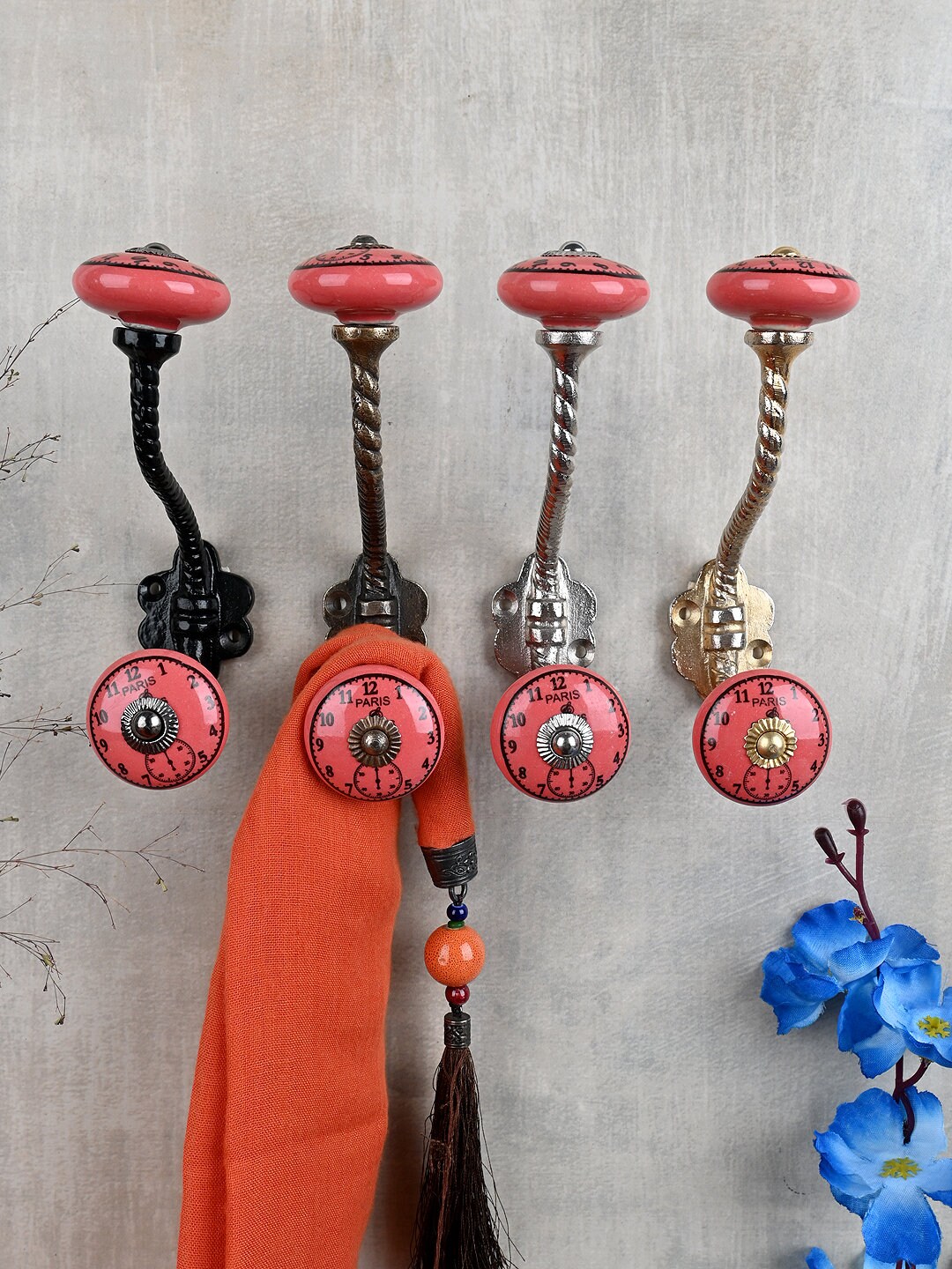 Dark Peach Handmade Ceramic Wall Hanger Vintage Metal Coat & Furniture ...