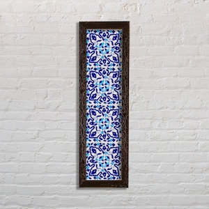 Handmade Blue Pottery Tile Wall Decor - Set of 3 Wooden Frames - Etsy