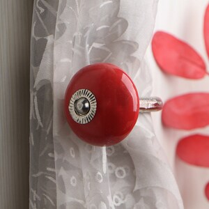 Handmade Solid Red Color Round Shape Design Curtain Tie Back Hook ...