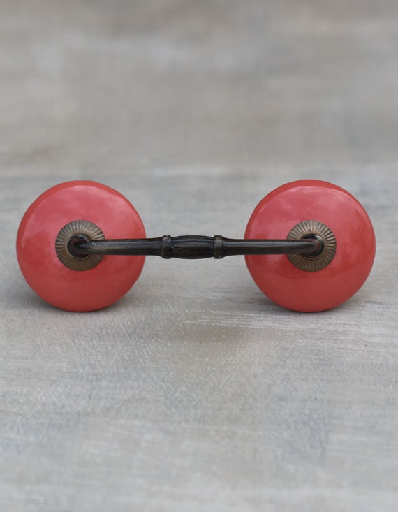 Round Solid Red Color Ceramic Kitchen Handle Drawer Pull Sold | Etsy