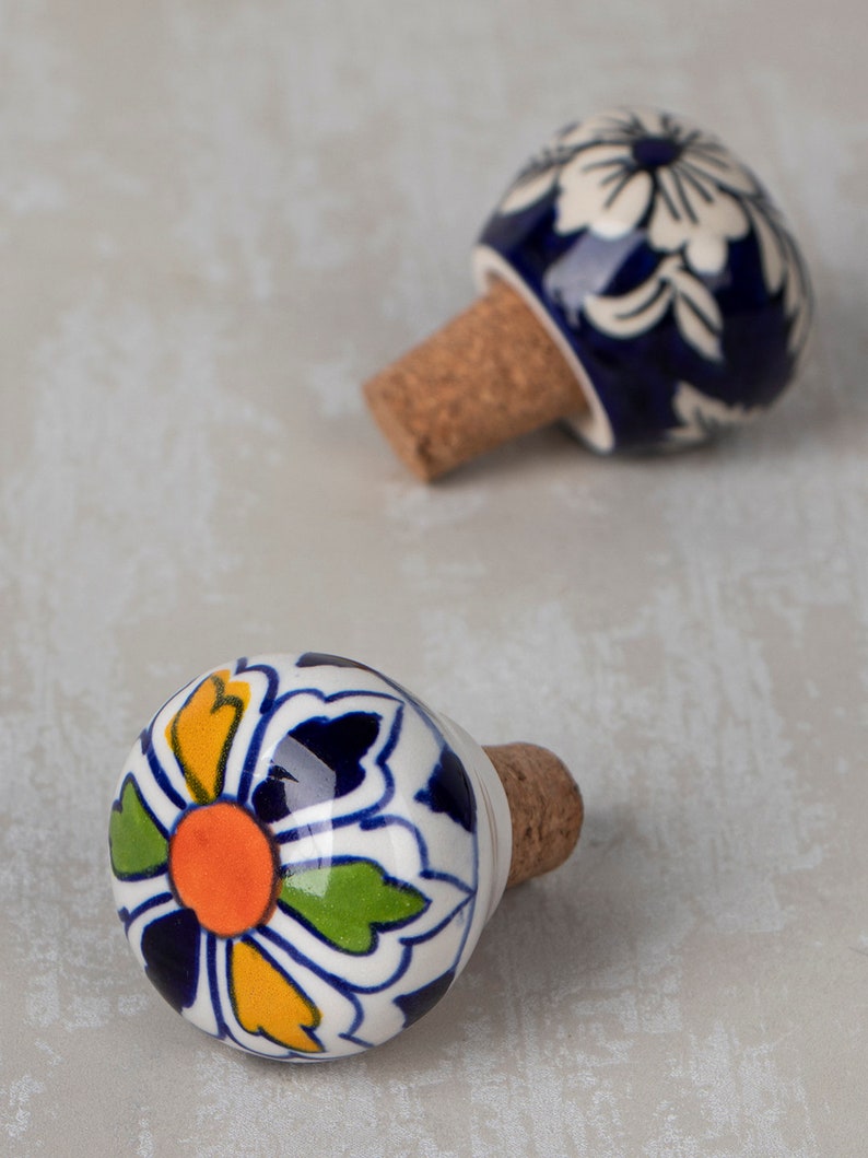 Handmade Assorted Ceramic Wine Bottle Stopper: Unique Painted Cork ...