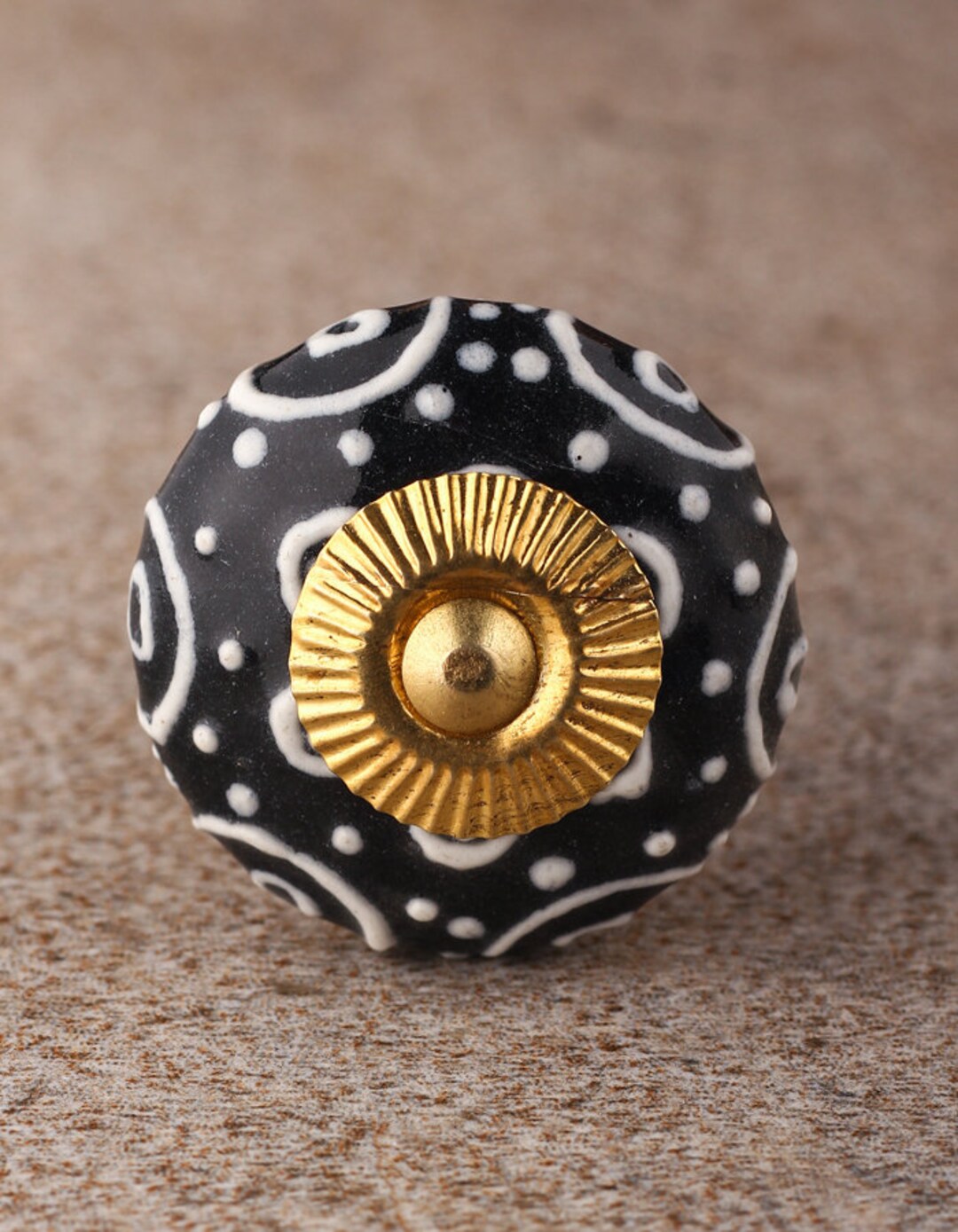 Embossed White Kitchen Drawer Knob: Modern Black Base, Elegant Cabinet ...