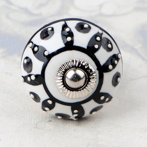 Handmade White and Black Embossed Design Ceramic Drawer Knob (sold in ...