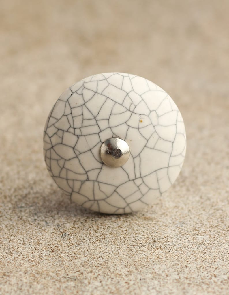 Crackle Design White Ceramic Cabinet Knobs sold in Sets - Etsy