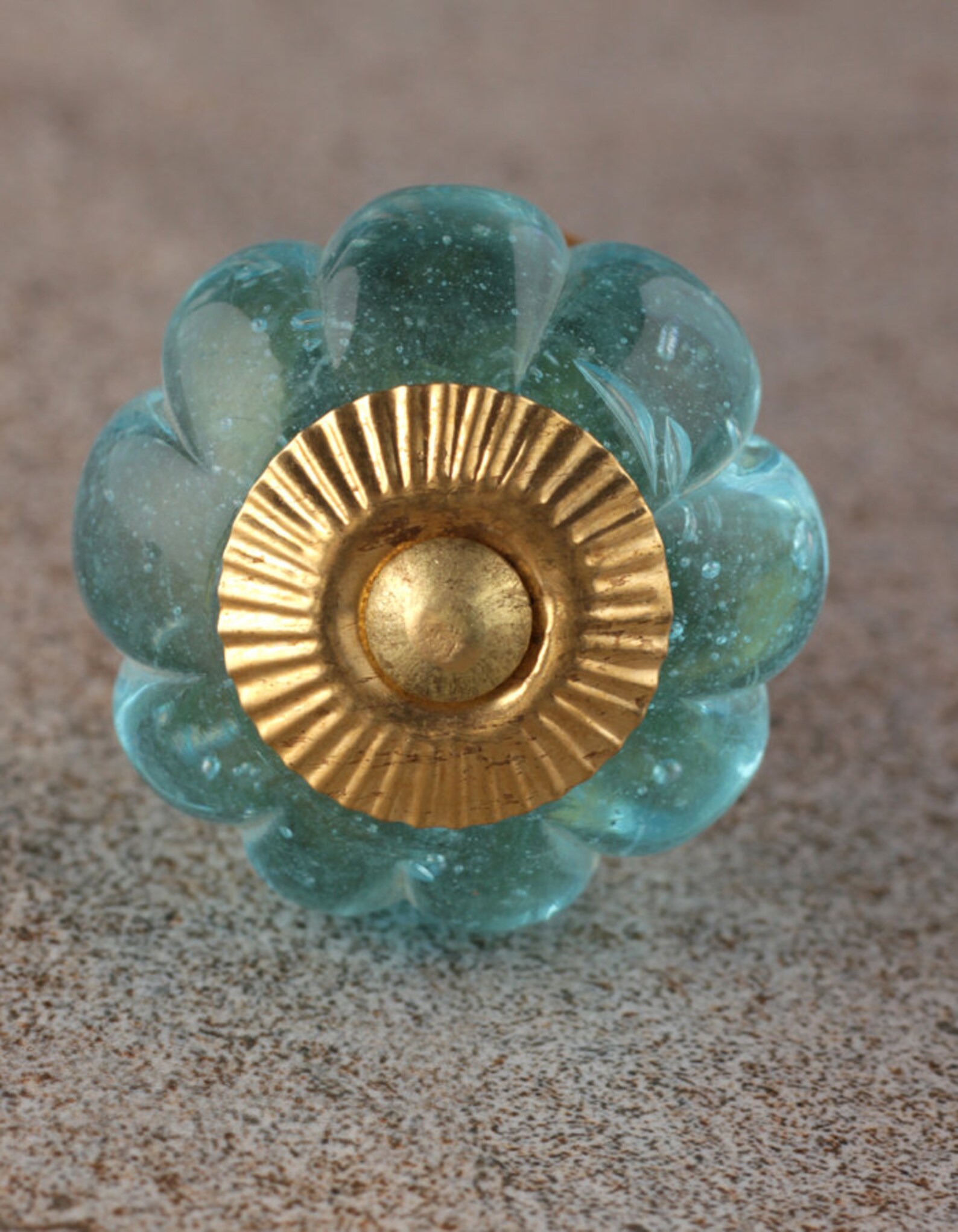 Decorative Light Turquoise Glass Flower Kitchen Cabinet Knob - Etsy