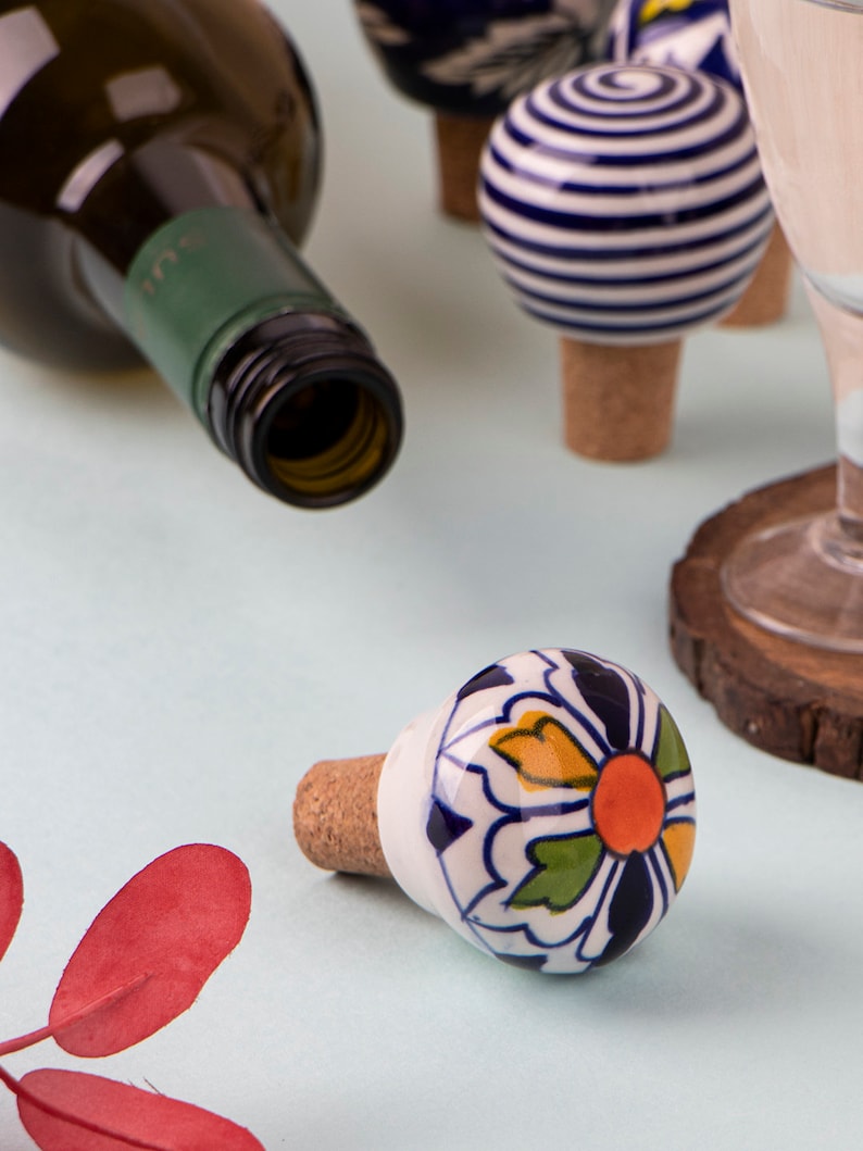 Handmade Assorted Ceramic Wine Bottle Stopper: Unique Painted Cork ...