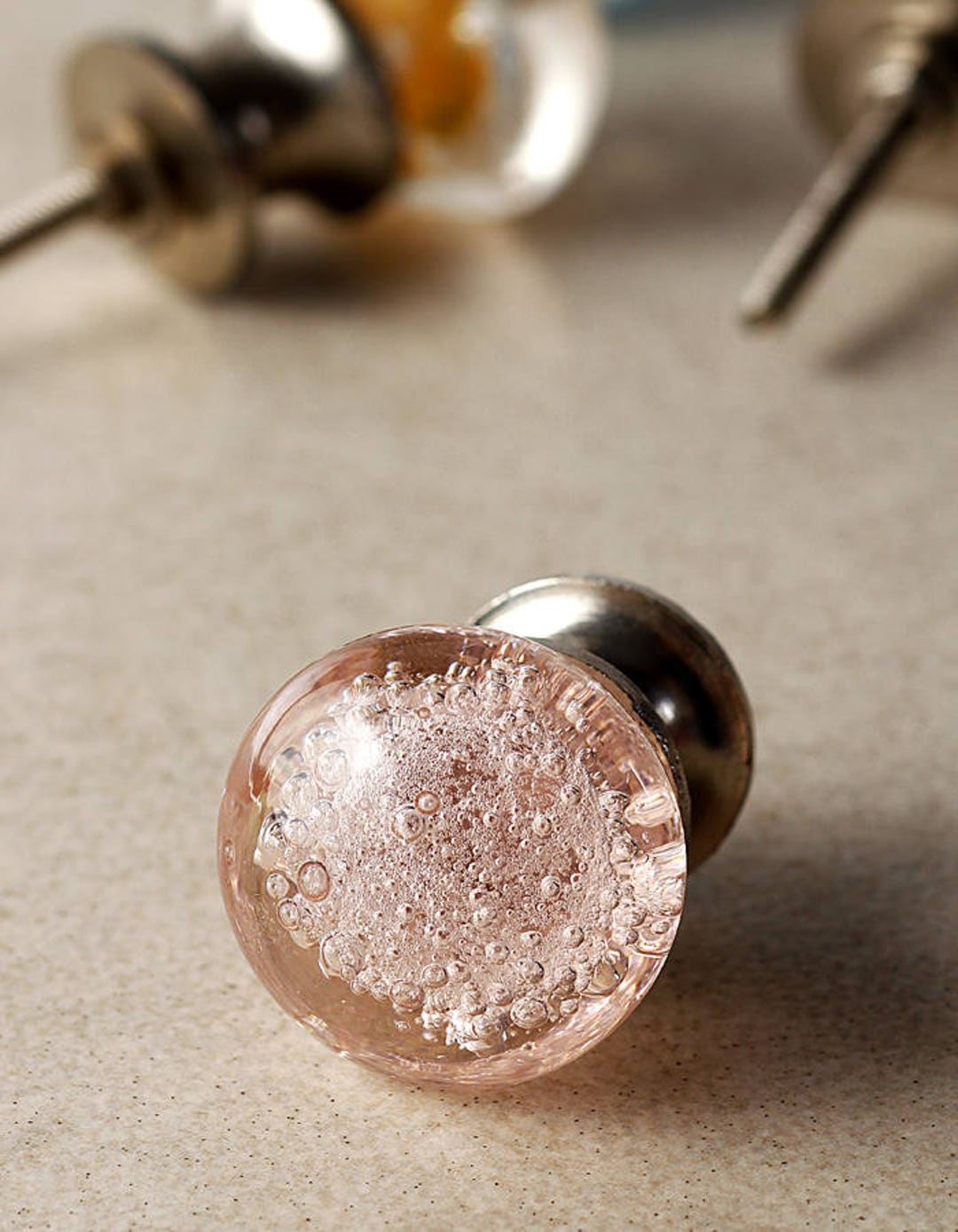 Pink Crystalline Sparkle Decorative Round Knob (sold in Sets) | Glass ...