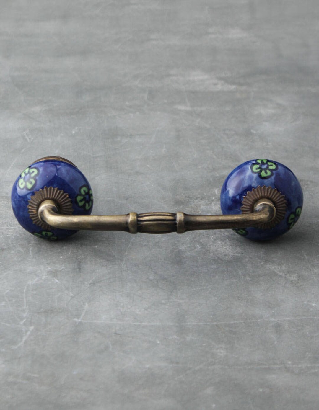 Blue Floral Kitchen Ceramic Cabinet Handle Pull (sold in Sets) - Etsy
