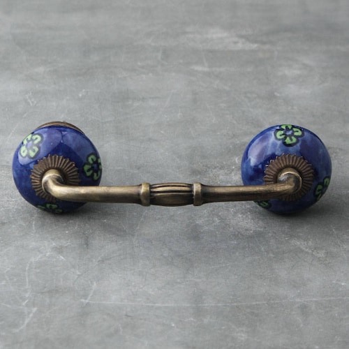 Blue Floral Kitchen Ceramic Cabinet Handle Pull sold in Sets - Etsy