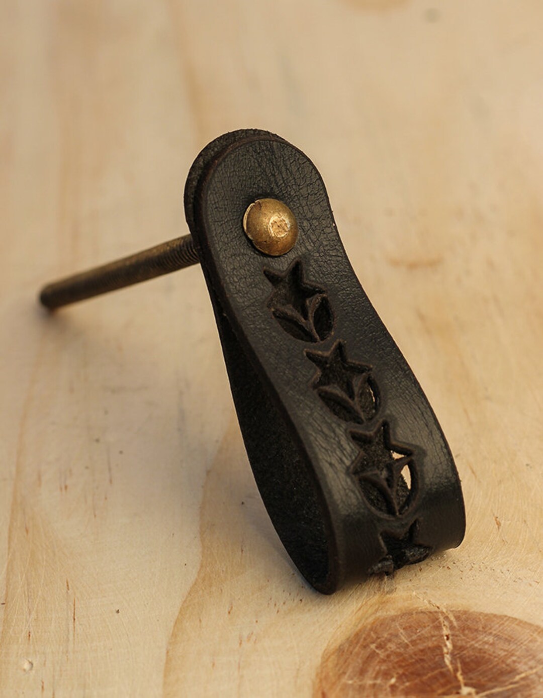 Handmade Black Color Leather Drawer Knob (sold in Sets) - Etsy