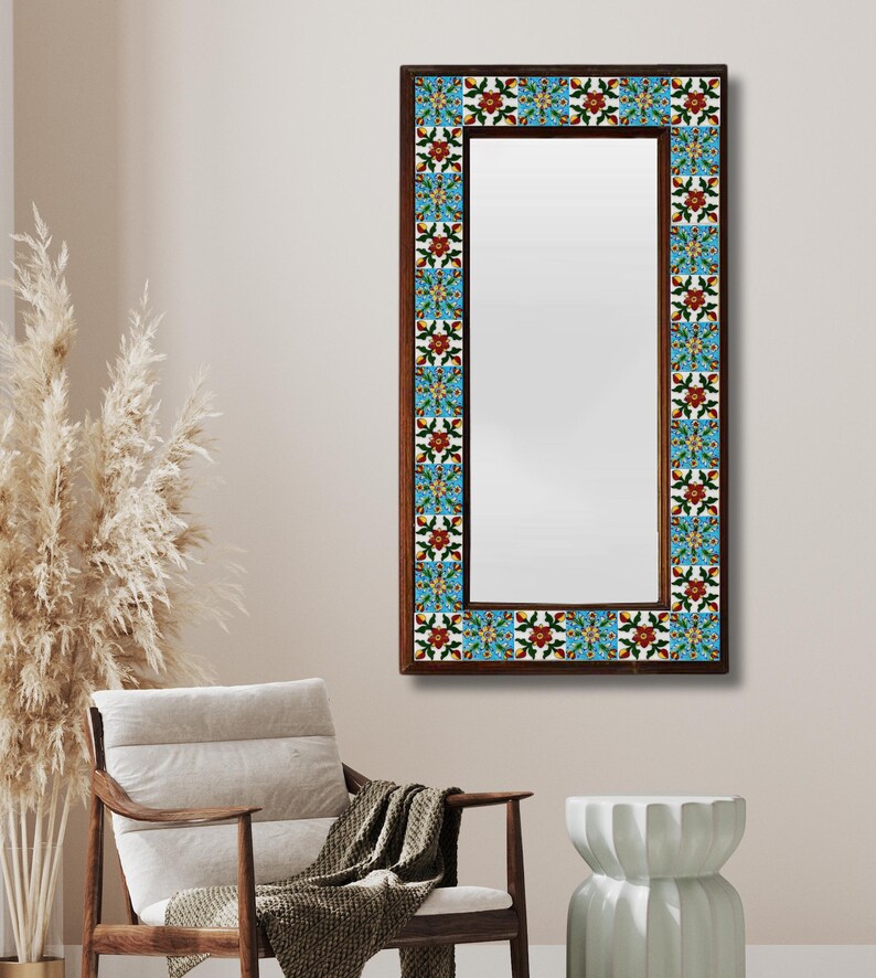 Handmade Turquoise Ceramic Tile Mirror: Decorative Wall Art - Etsy