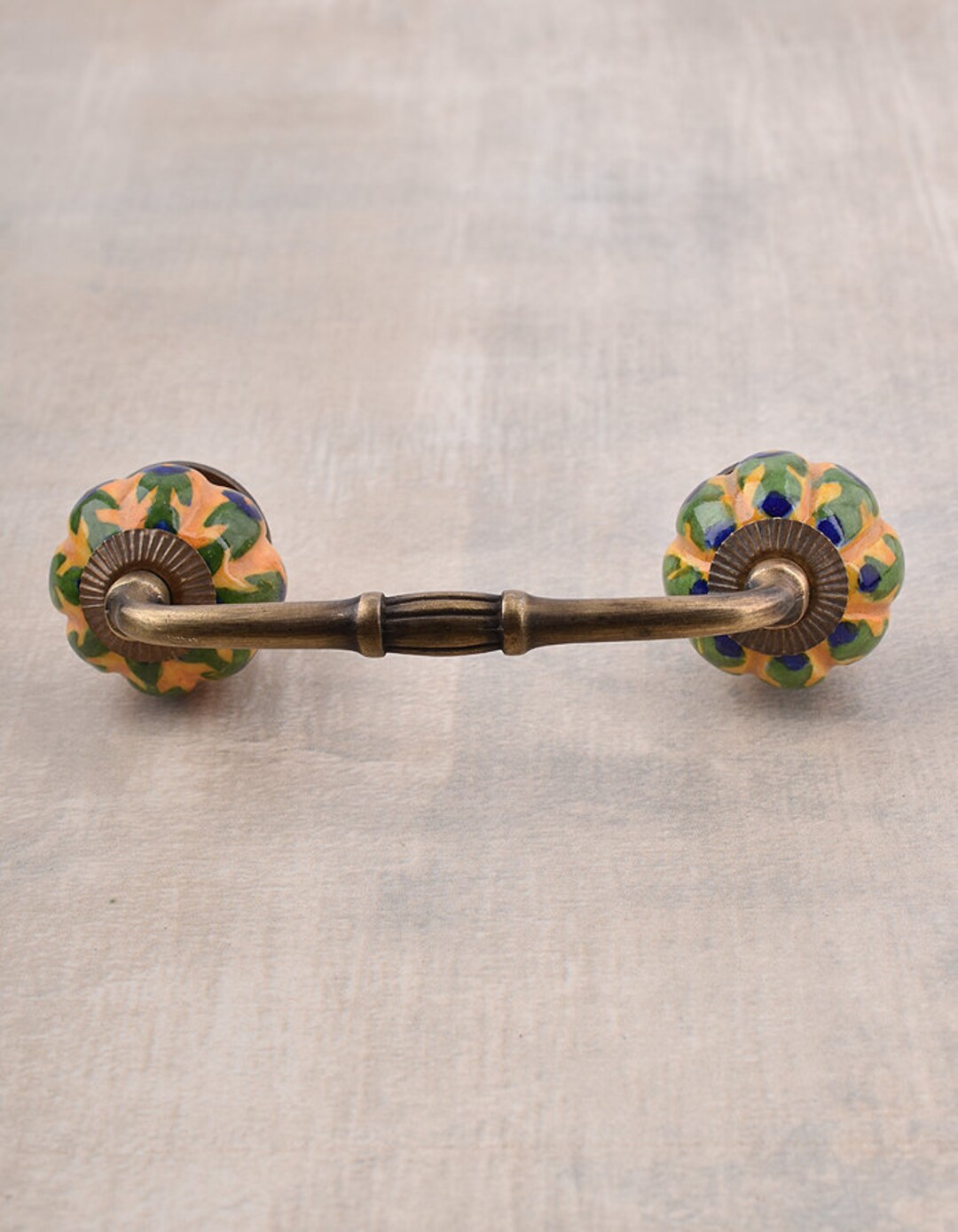 Handmade Floral Kitchen Drawer Pulls - Yellow Base Cabinet Hardware ...