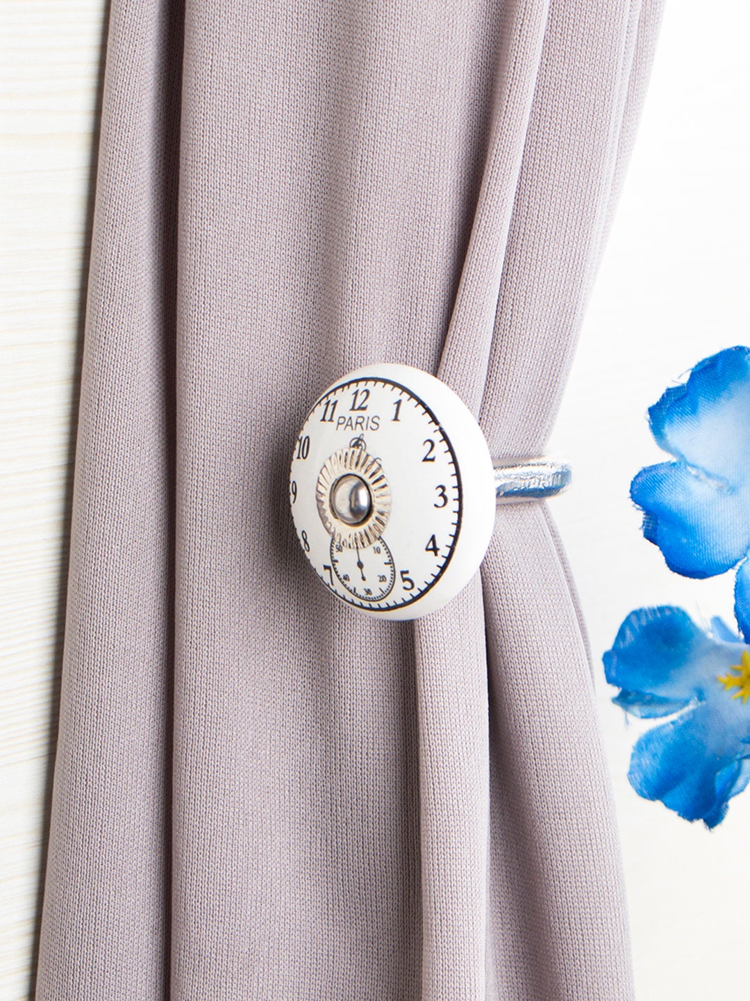 Paris Clock Ceramic Curtain Tie Back Hook: Hand-painted Antique Style ...