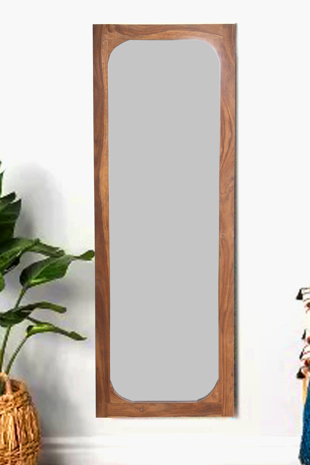 Wooden Portrait Mirror, Big Mirror, Handmade Mirror, Rustic Wall Mirror ...
