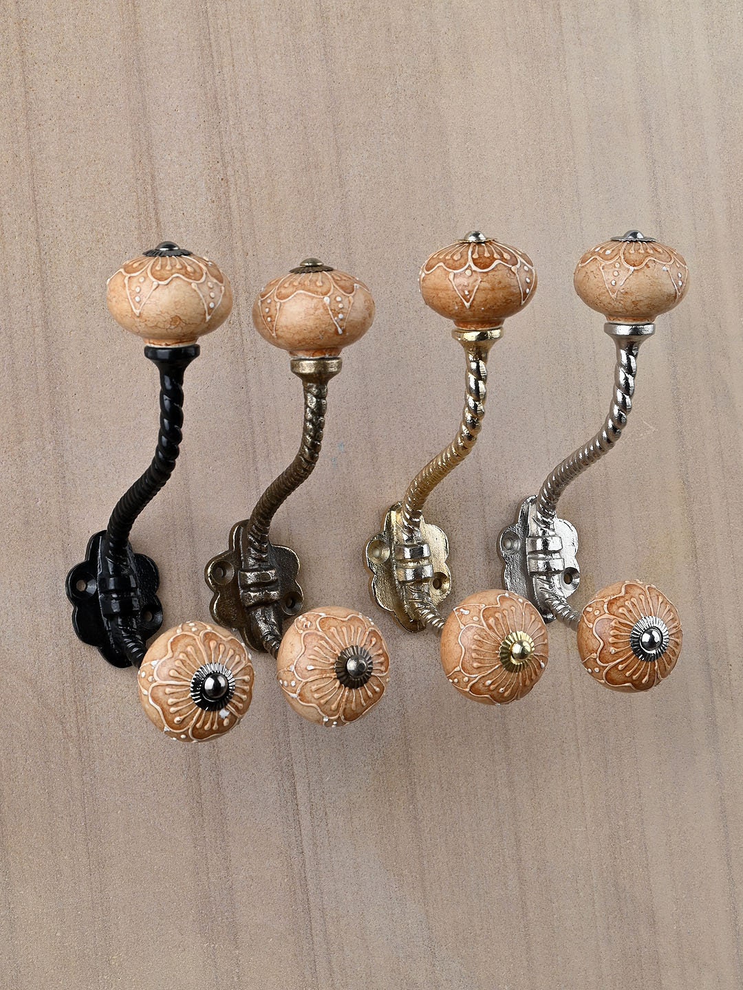 Mustard Decorative Handmade Ceramic Wall Hook Vintage Wall Hooks metal ...