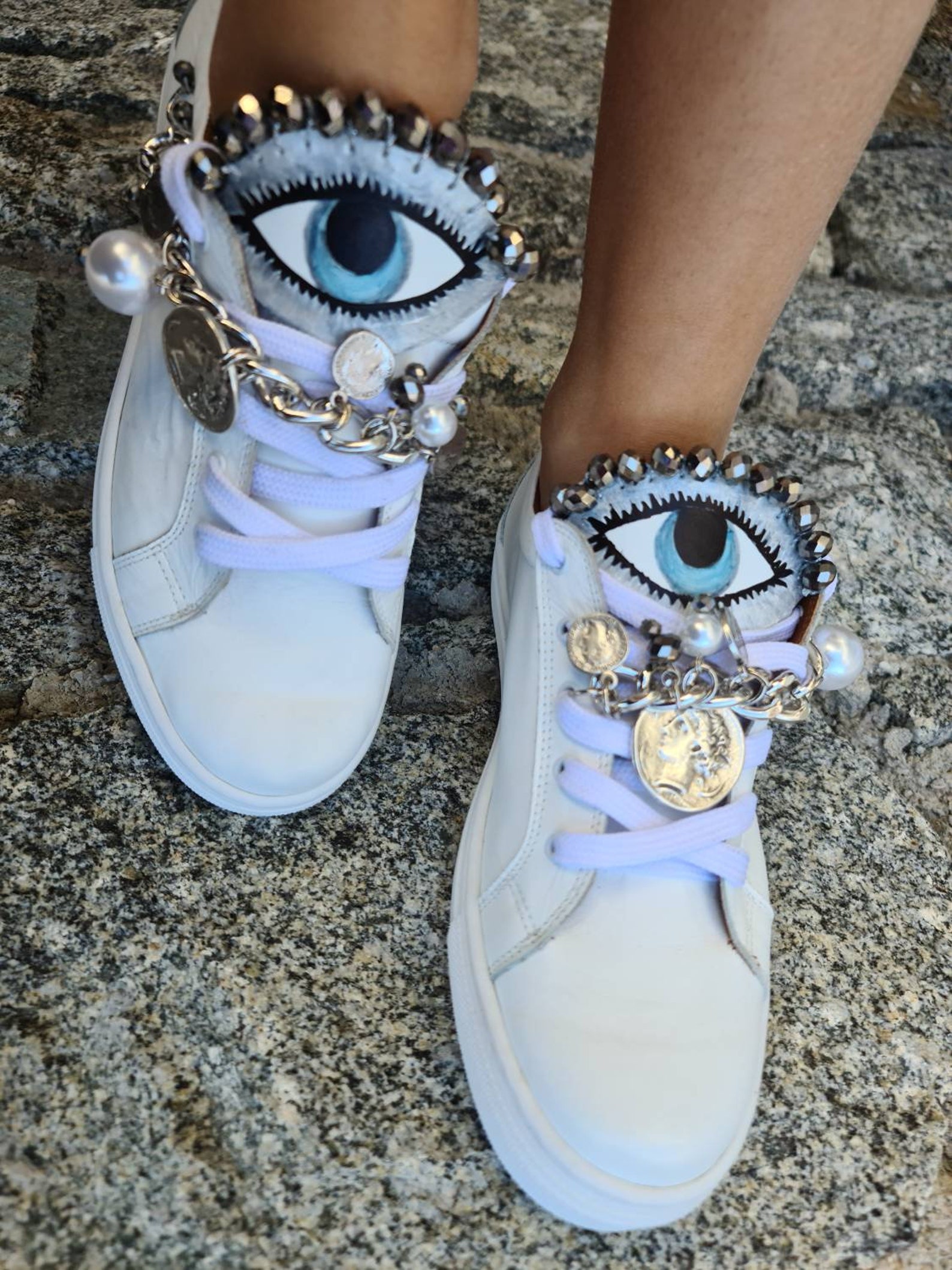 Evil eye shoes/evil eyes sneakers/handmade shoes/women | Etsy