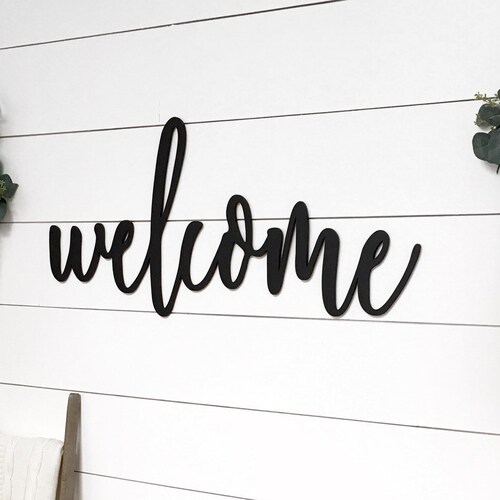 Welcome Word Cutout Welcome Sign Farmhouse Decor Laser | Etsy
