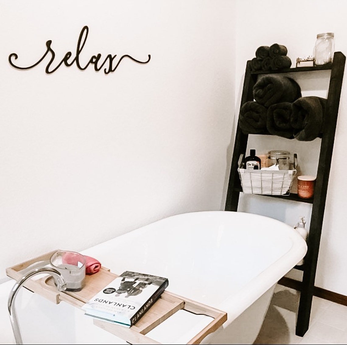 Relax Wood Cutout Bathroom Wall Room Decor Relax Wood Sign | Etsy