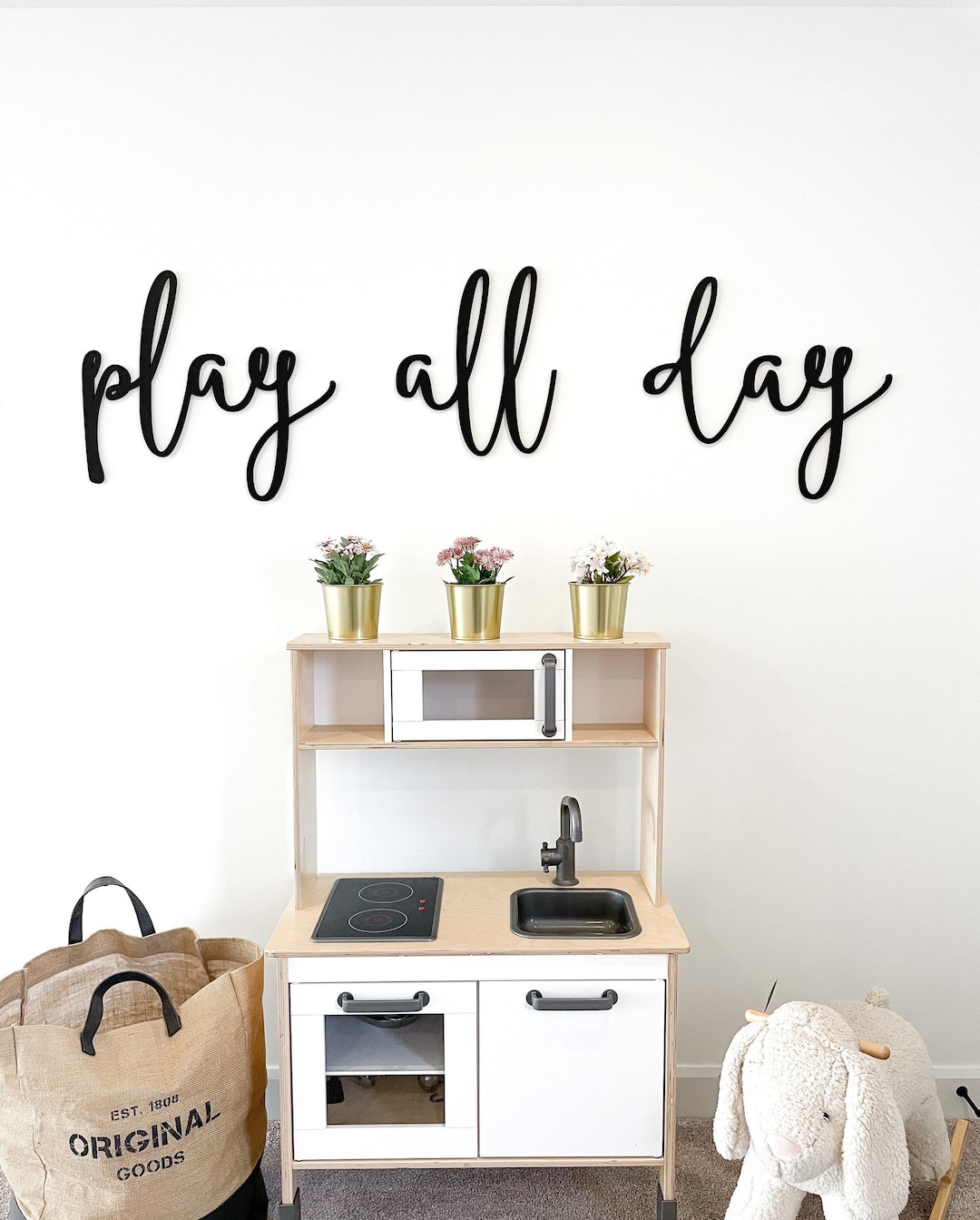 Play All Day Word Cutout | Playroom Decor Sign | Kids Room Wall Decor ...