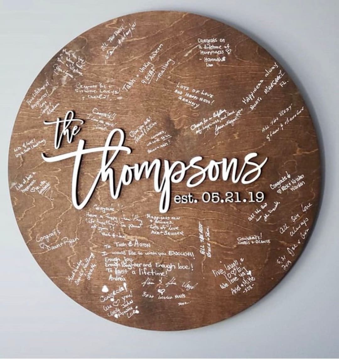 Rustic Wedding Guest Book Sign | Round Wood Guestbook Alternative - Etsy
