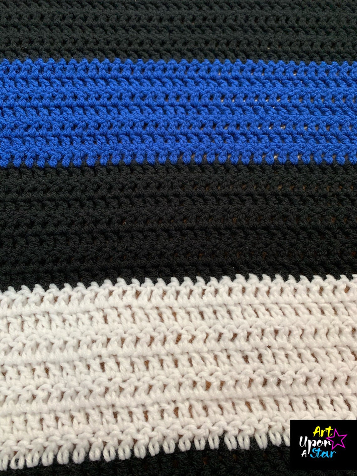 Blue Line Crochet Blanket | Black, White, and Blue Flag Blanket ...
