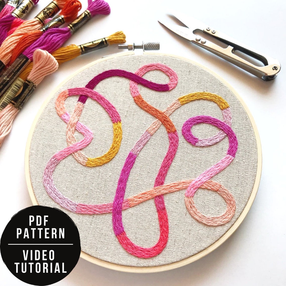 Hand Embroidery Pattern and Video Tutorial tangled | Etsy