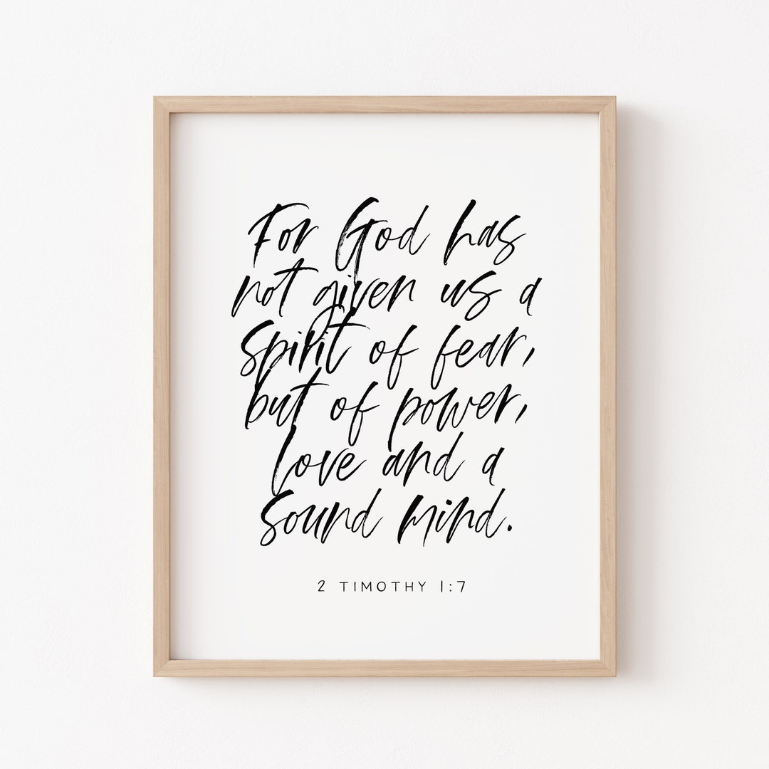 2 Timothy 1:7, Bible Verse Print, Printable Wall Art, Bible Verse ...