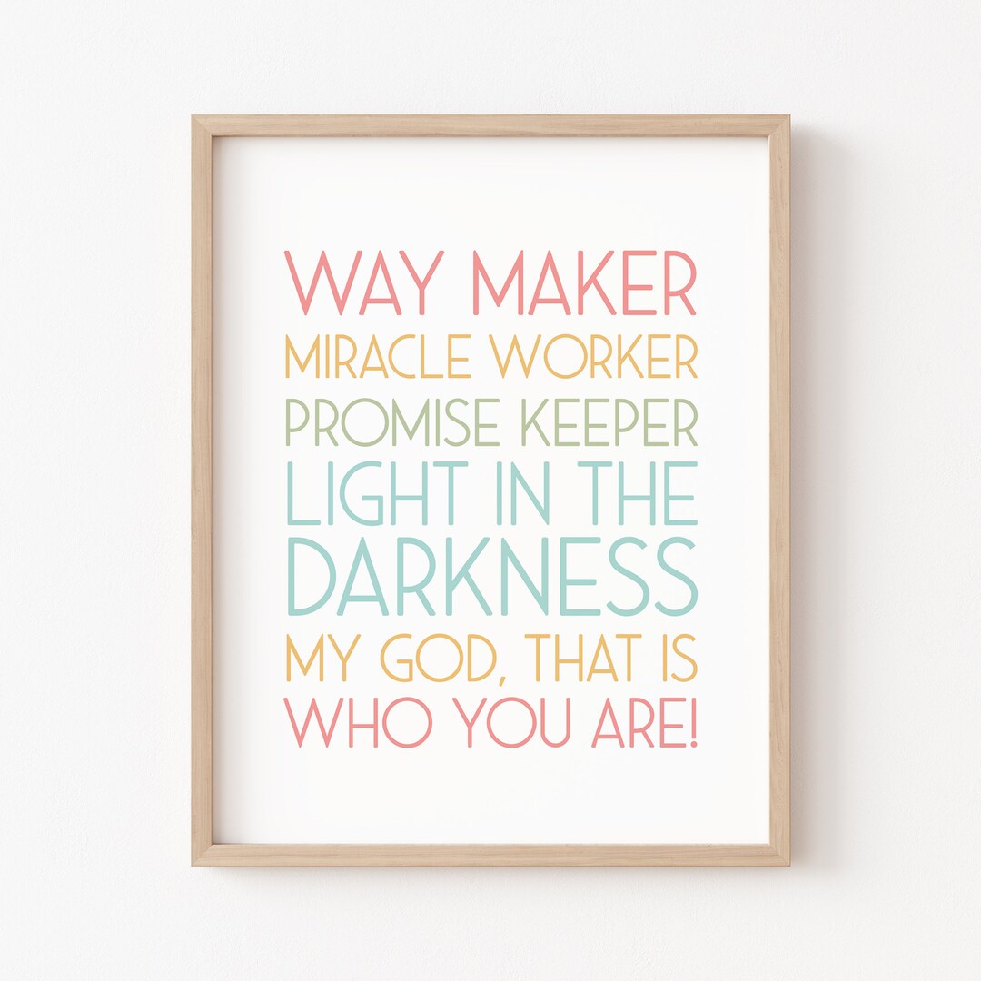Way Maker Miracle Worker Promise Keeper Print, Bible Verse Wall Art ...