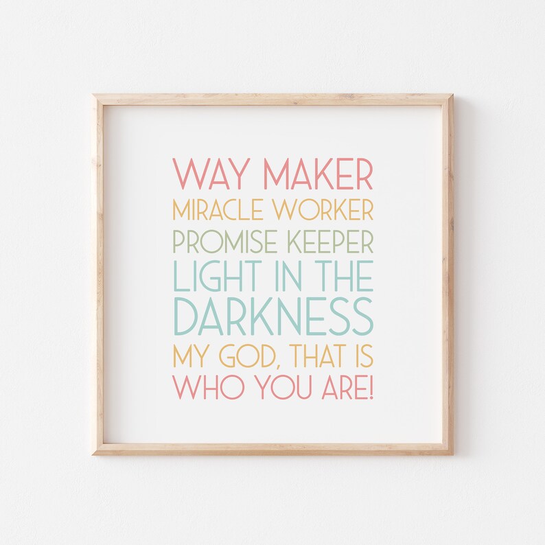 Way Maker Miracle Worker Promise Keeper Print, Bible Verse Wall Art ...