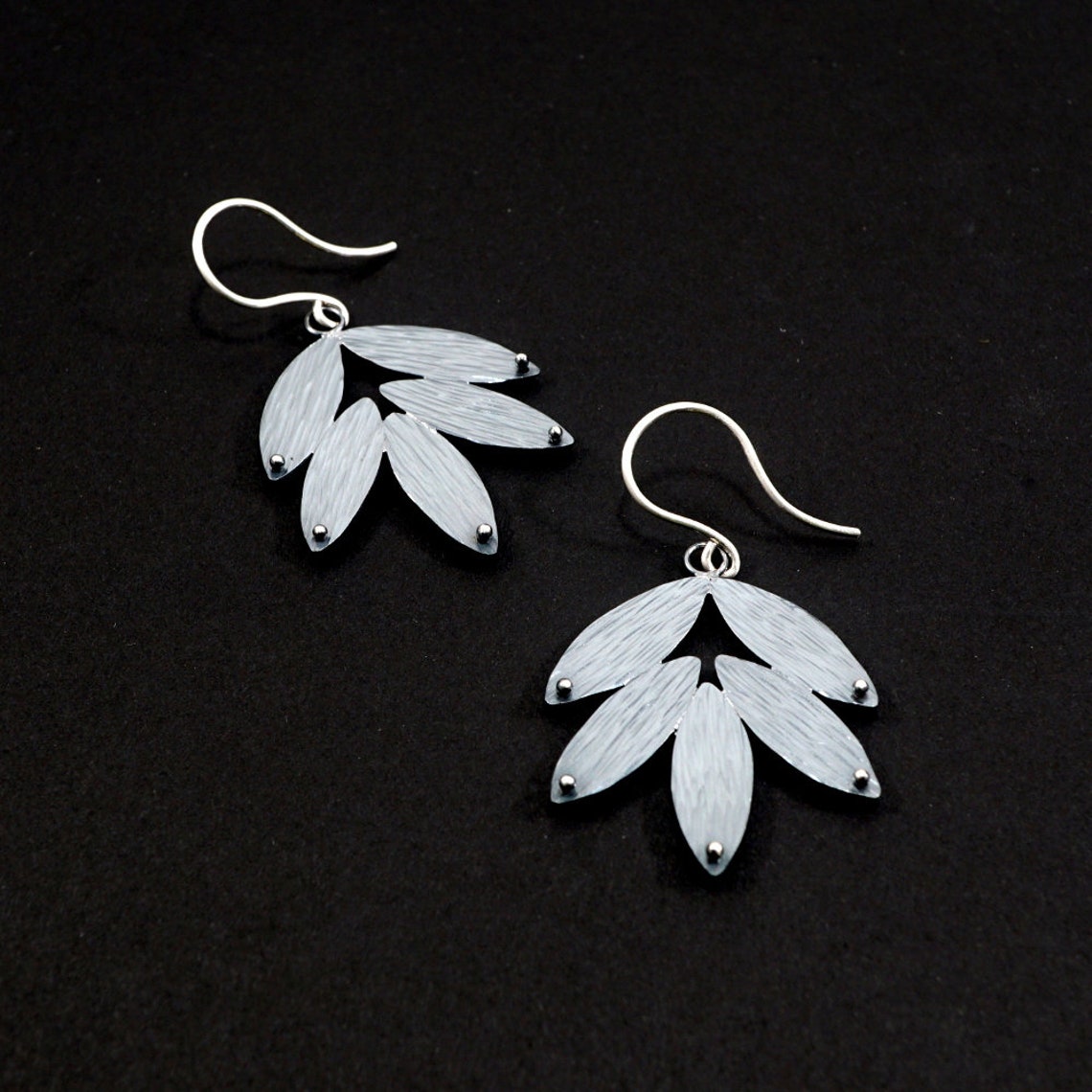 Leaflet Earrings Leaf Earrings Silver Leaf Silver Leaf - Etsy