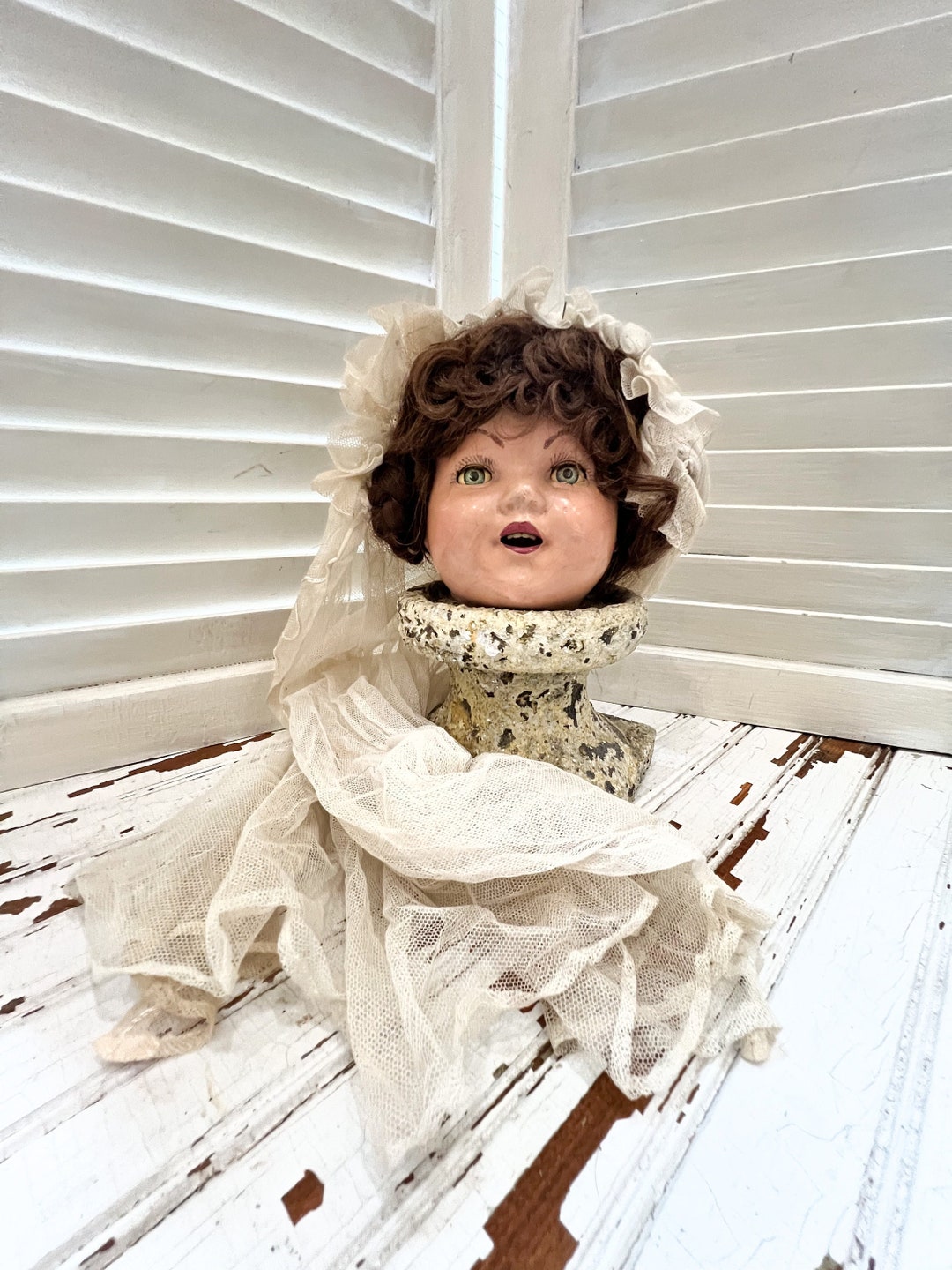 Vintage Creepy Bride Doll Head - Etsy