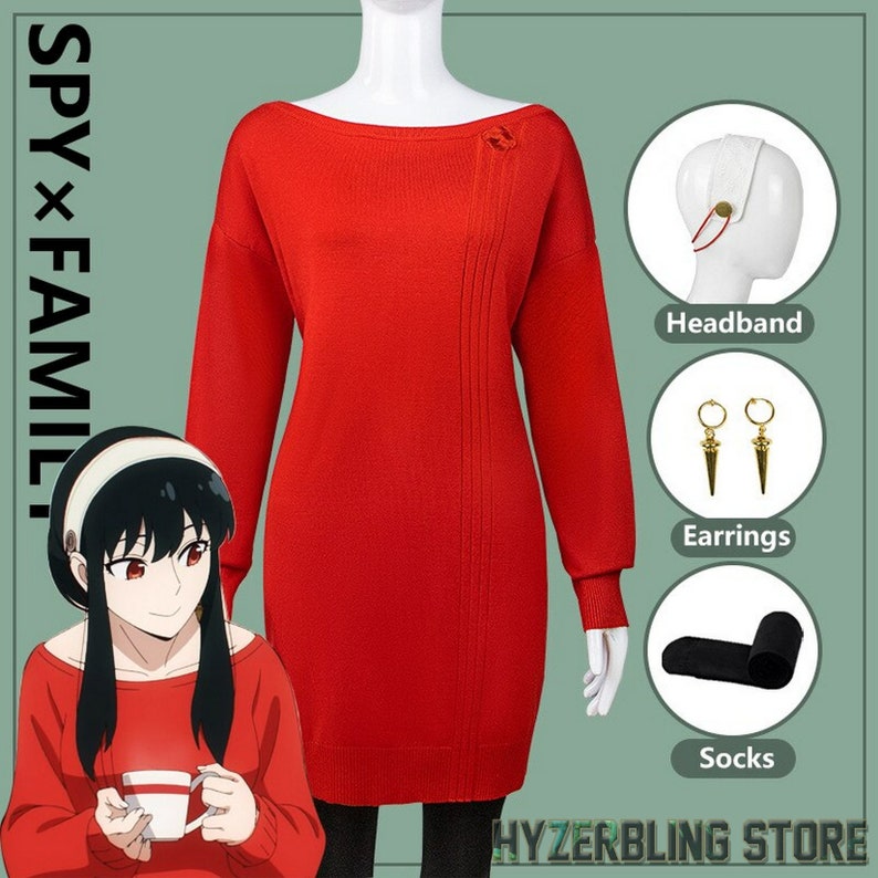 Yor Forger Cosplay Anime SPYFAMILY Costume Red Sweater - Etsy Hong Kong