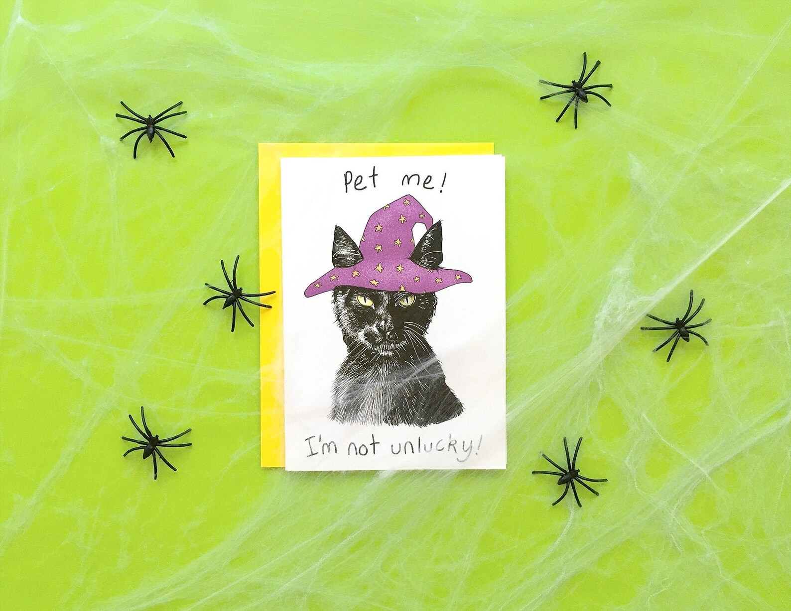 Funny Happy Halloween Card Unlucky Black Cat Humorous | Etsy