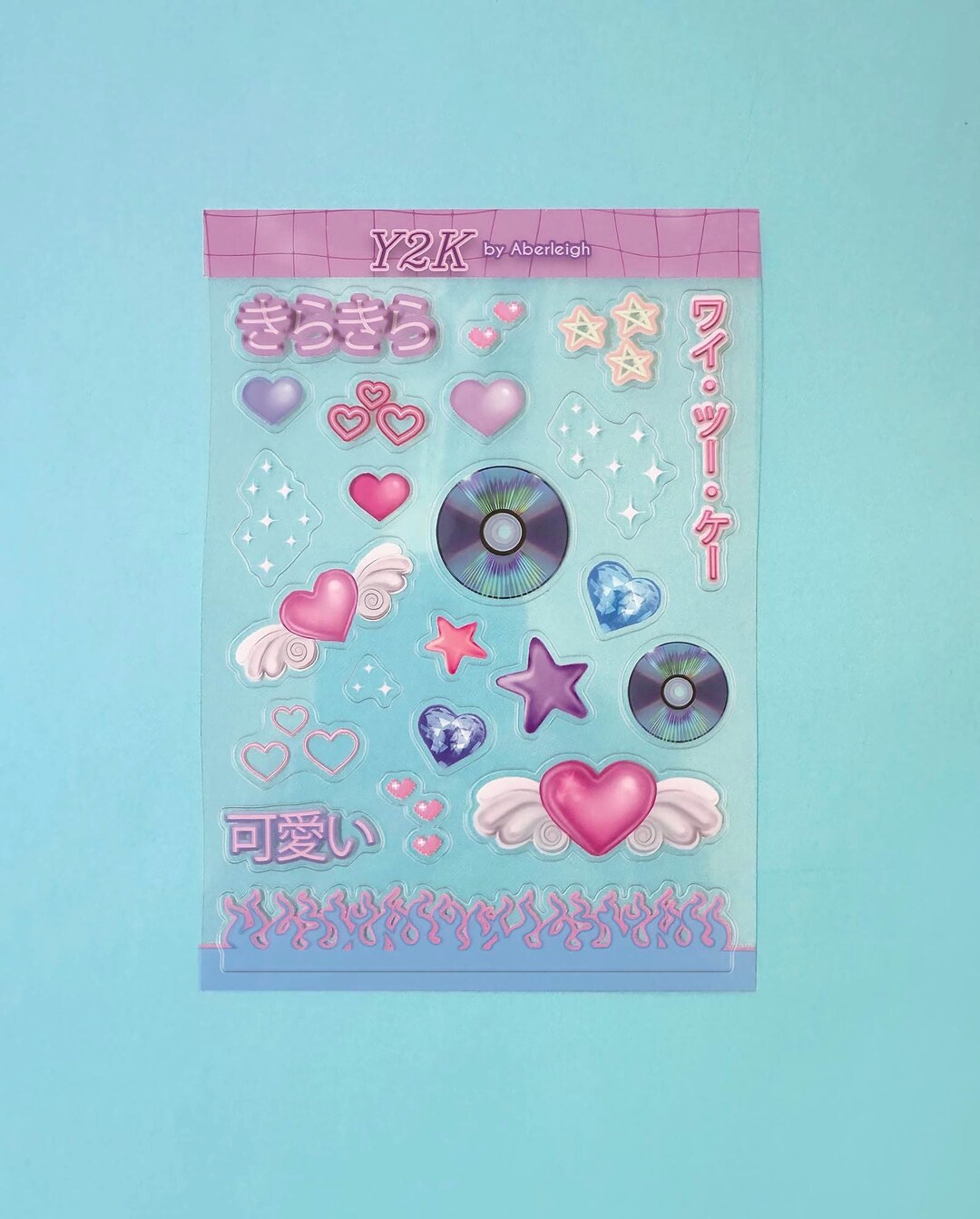 Kawaii Transparent Sticker Sheet, Y2K Japanese Art - Etsy
