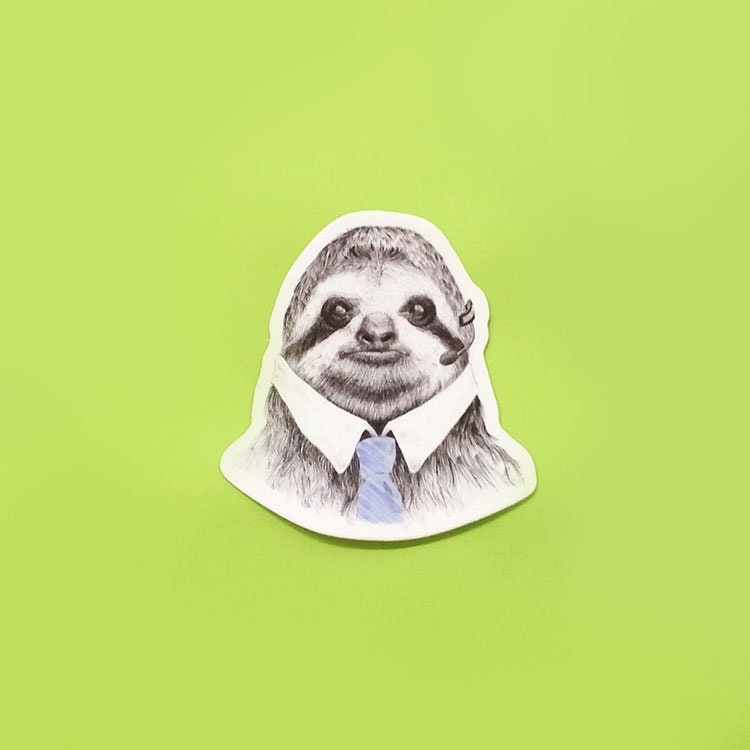 Sloth Sticker, Vinyl Animal Sticker, Waterproof Weatherproof Bumper ...