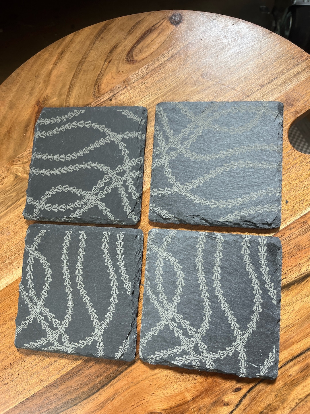 Engraved Slate Coasters Made in Hawaii With a Crownflower Lei Design ...