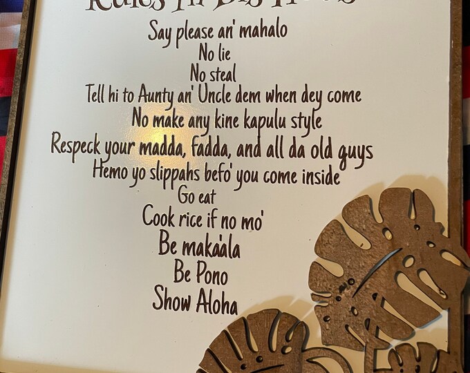 Hawaii/pidgin English Rules of the House, Made in Hawaii ,hawaii Gifts ...