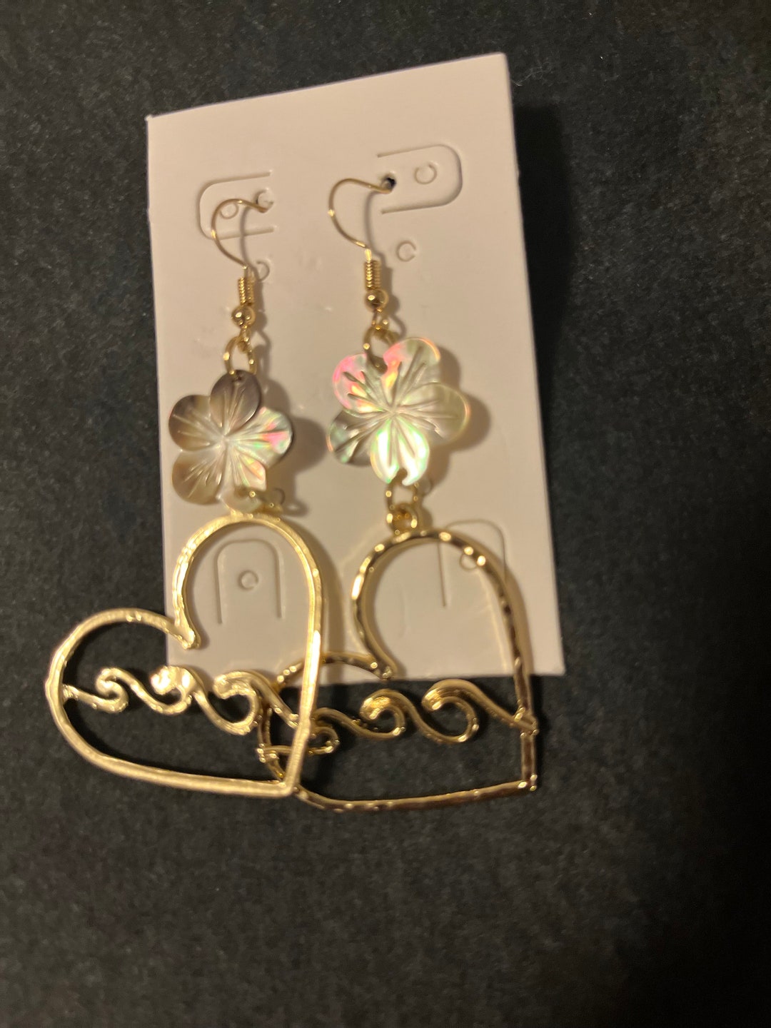 Heart Shape Hoop/wave Design/hawaiian Earring/golden/ Hamilton Gold ...