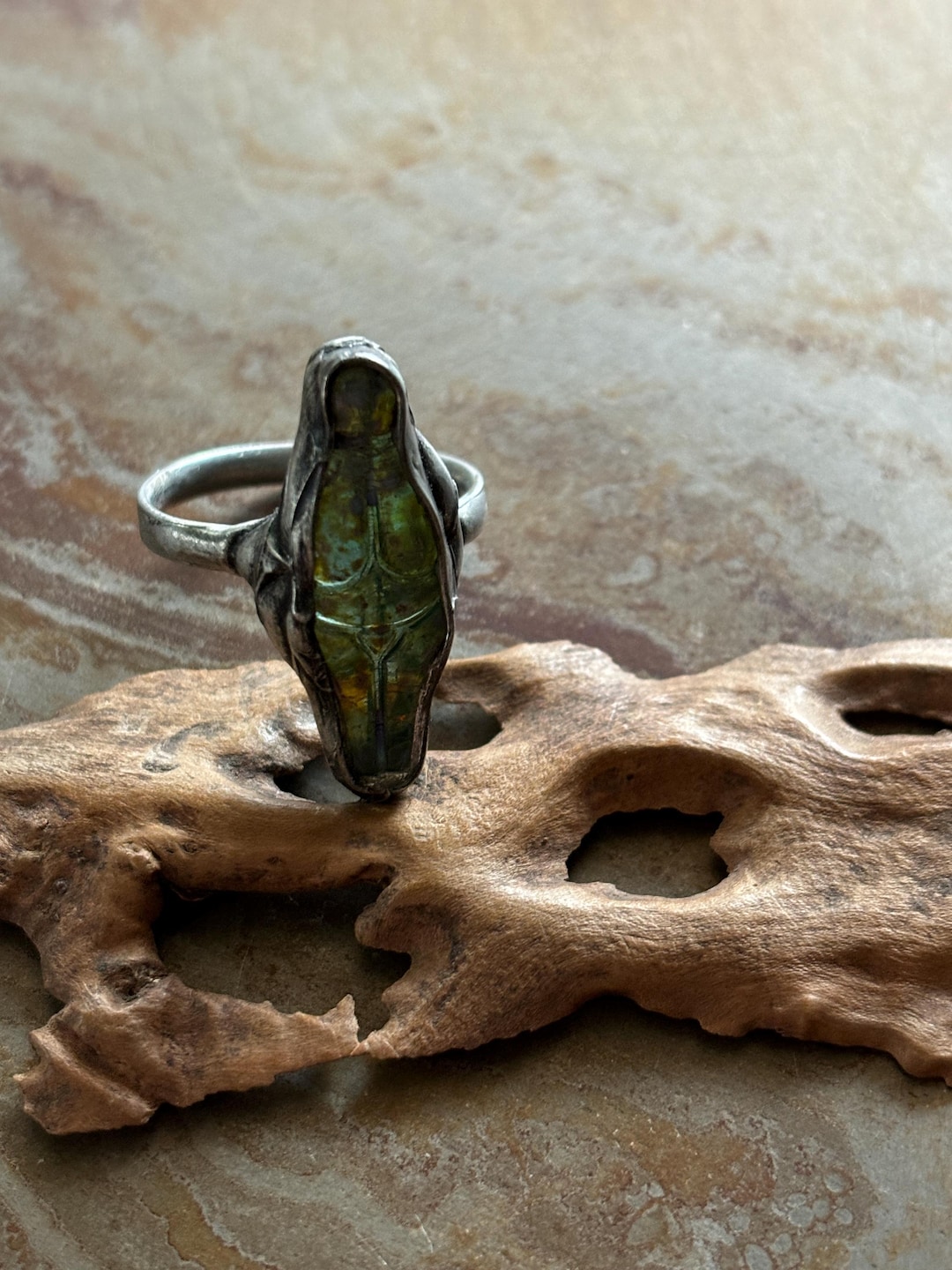 Bluestone Goddess Ring Size 8 1/2 US, Handmade Ring, Women, Feminine ...