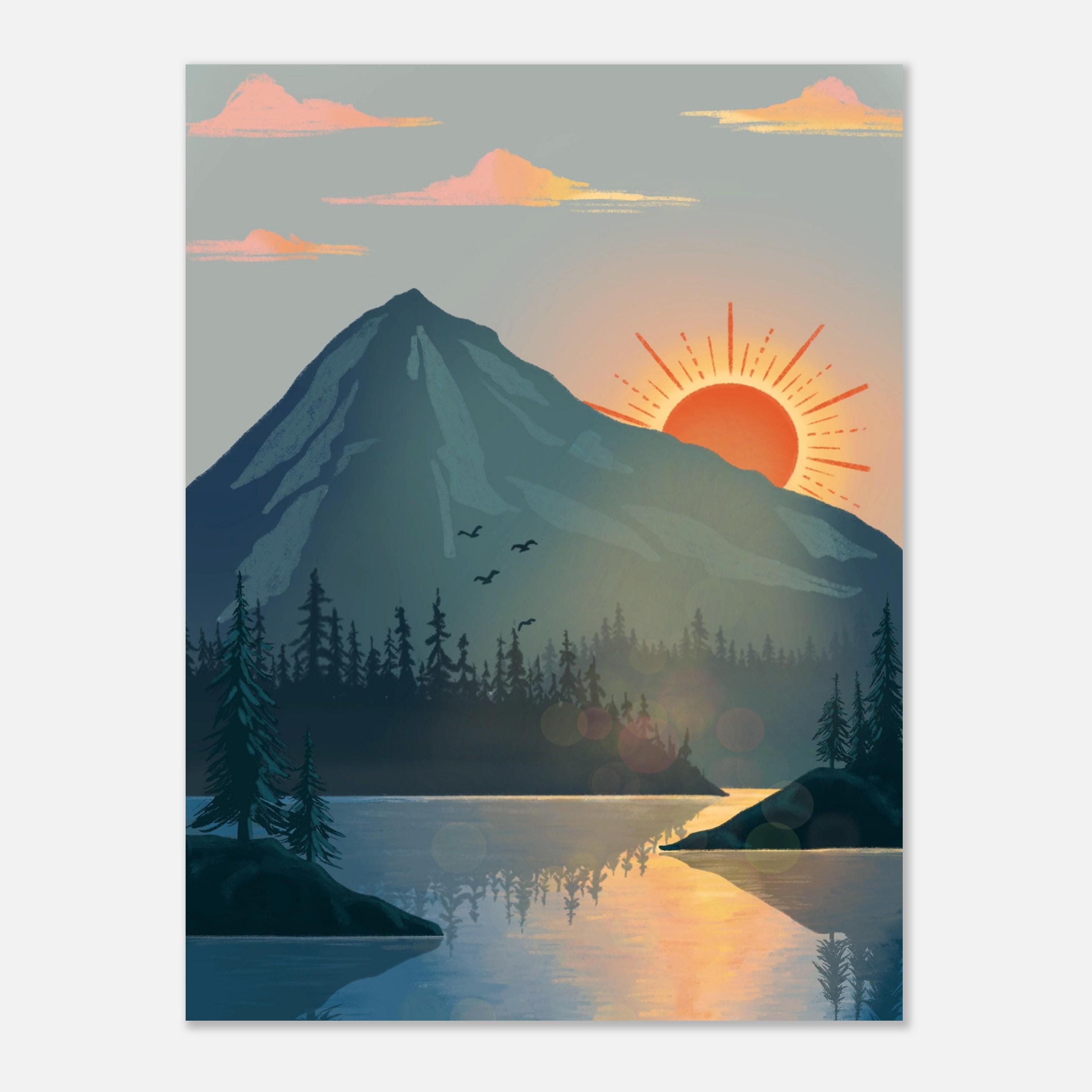 Majestic Mountain Scene Print. Outdoor Colorful Art. Landscape Print ...