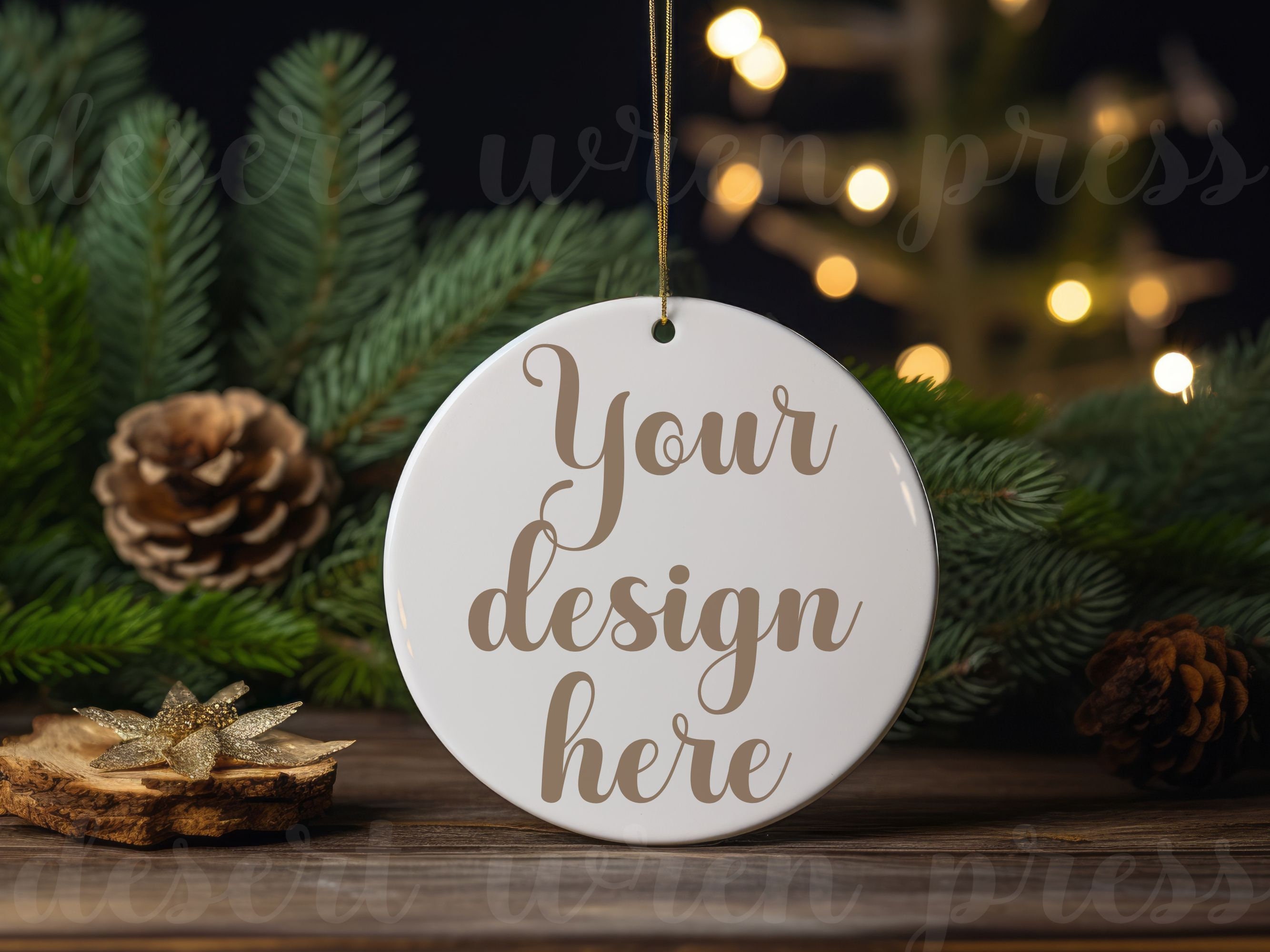 Christmas Ornament Mockup Ceramic Ornament Mock up Blank White Round ...
