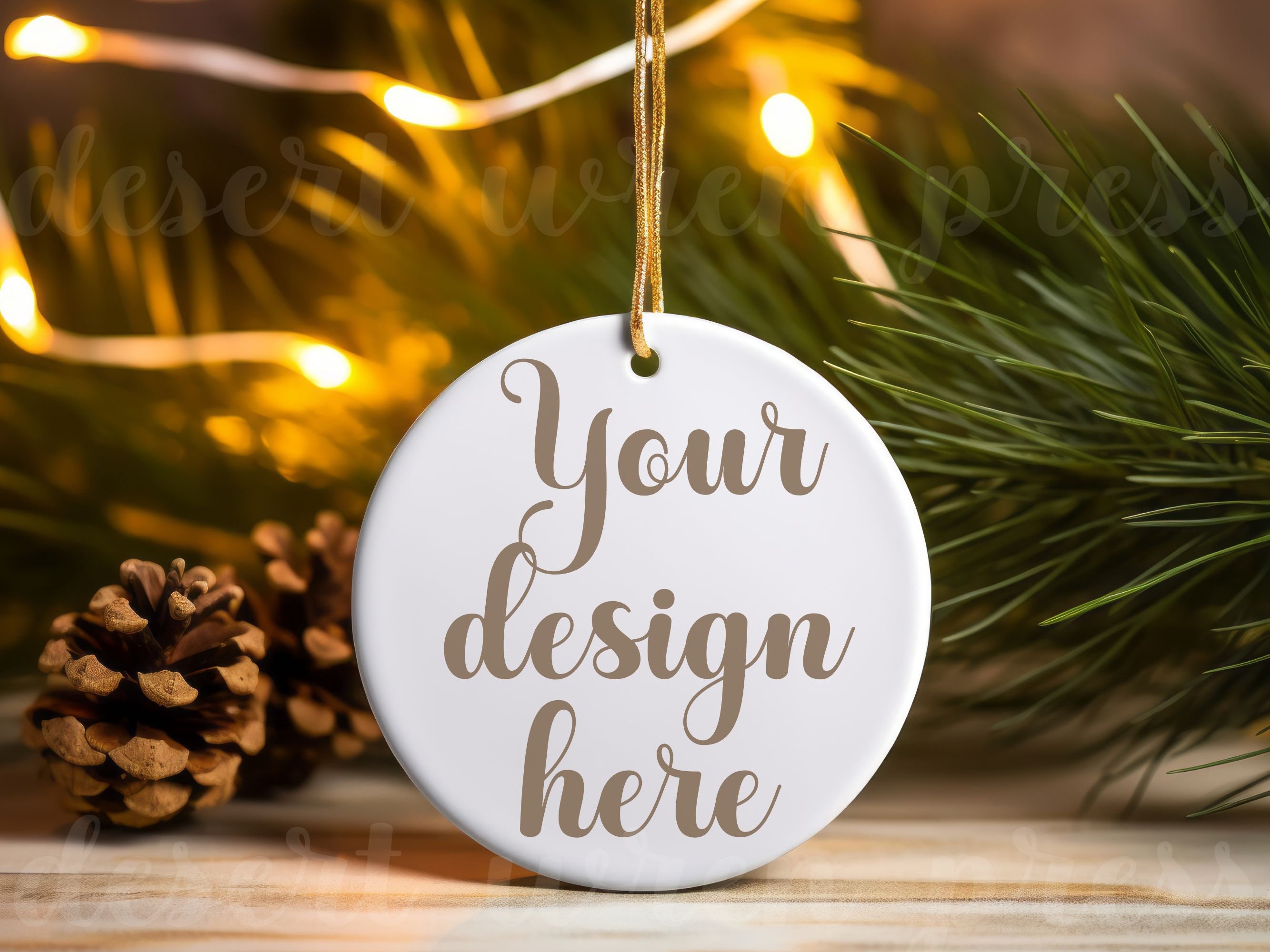 Christmas Ornament Mockup Ceramic Ornament Mock up Blank White Round ...