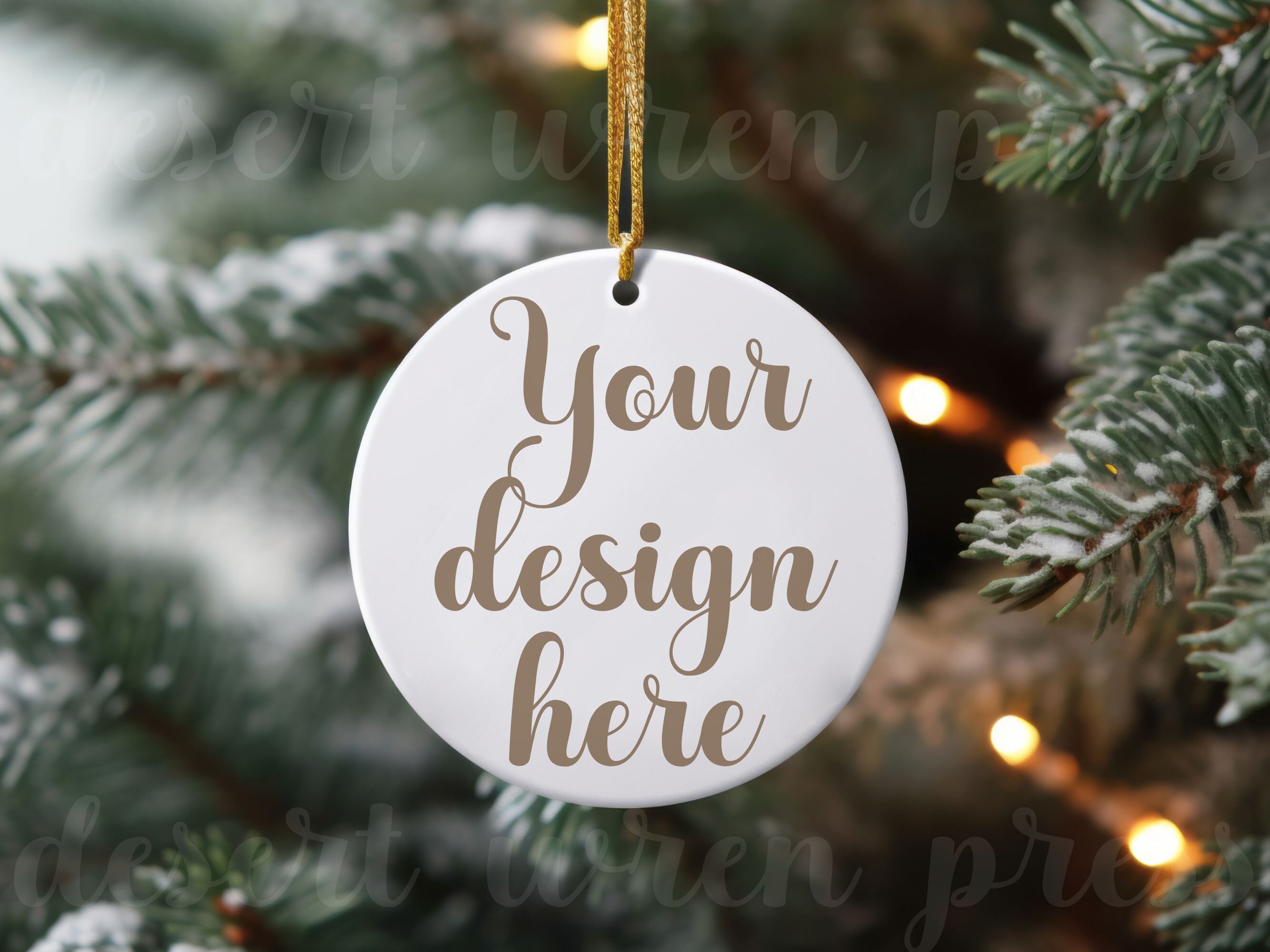 Christmas Ornament Mockup Ceramic Ornament Mock up Blank White Round ...