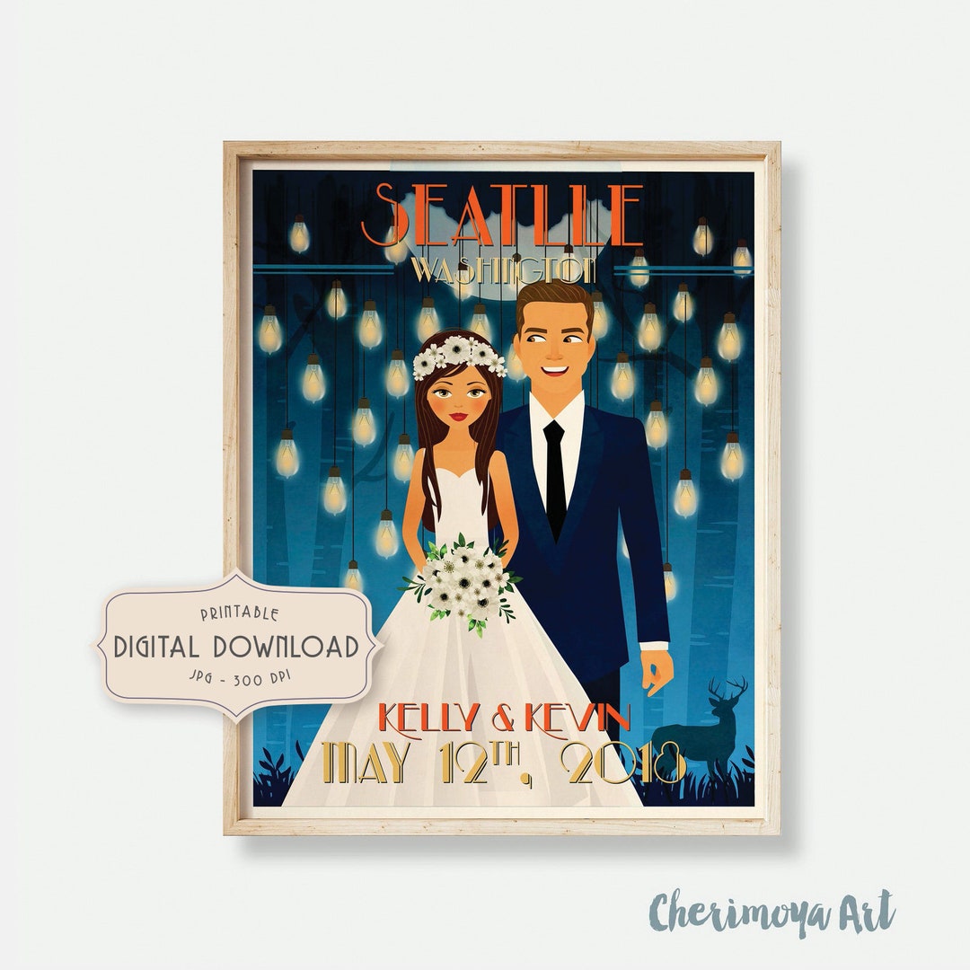 Personalized Vintage Wedding Poster Retro Wedding Poster Retro Wedding ...