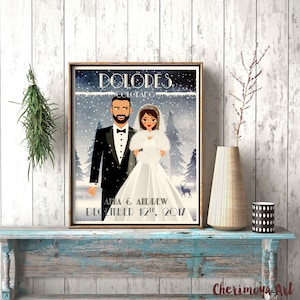 Unique Wedding Gift Personalized Wedding Poster Couple Portrait Design ...