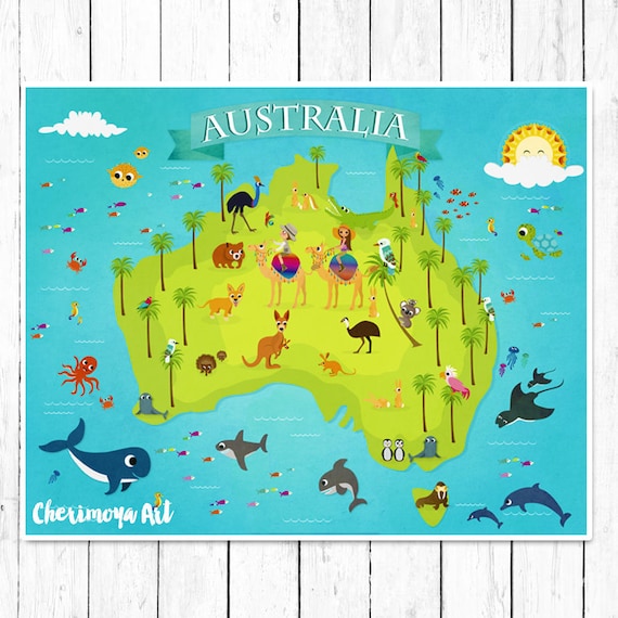 Australia Map Australia Illustration Map of Australia Kids | Etsy
